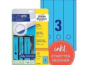 4004182047538 - selbstklebende Rückenschilder ultragrip L4753-20 blau breit lang 61x297mm (BxH) selbstklebend permanent  4004182047538 AVERY Zwe 20 Bl