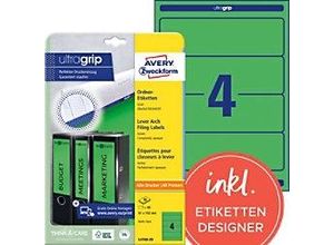 4004182047682 - selbstklebende Rückenschilder ultragrip L4768-20 grün breit kurz 61x192mm (BxH) selbstklebend permanent  4004182047682 AVERY Zwe 20 Bl