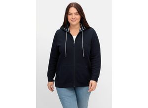 4063136890316 - Große Größen Sweatjacke mit Kapuze aus Waffelpiqué nachtblau Gr40 42