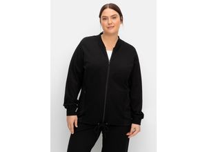 4063136893447 - Große Größen Trainingsjacke aus Sweat im Blouson-Stil schwarz Gr40 42