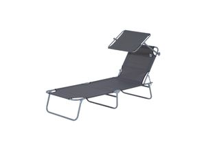 4250871237586 - Sonnenliege mit Sonnenschutz 187 x 58 x 27 cm (LxBxH) Gartenliege Wellnessliege Strandliege klappbar