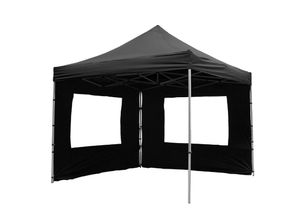 Image of VCM PROFI Faltpavillon Partyzelt 3x3 m schwarz mit 2 Seitenteilen wasserdichtes Dach