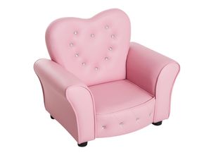 4250871261161 - Kindersessel Prinzessin rosa 59 x 415 x 49 cm (LxBxH) Kindersofa Minisessel Herzform Kristallnieten