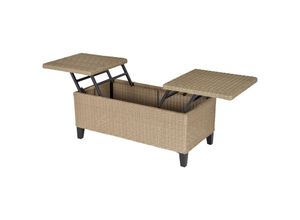 4251774908573 - 2in1 Gartentisch mit Stauraum khaki 103 x 50 x 45 cm Balkontisch Beistelltisch Gartenmöbel Campingtisch