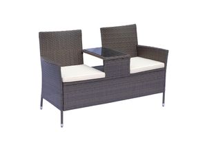 4250871249947 - Polyrattan Gartenbank 133 x 63 x 84 cm (LxBxH) Gartensofa Sitzbank mit Tisch 2-Sitzer Rattanmöbel