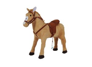 4250871256792 - Reitpferd Spielpferd Plüschpferd Spielpferd für Kinder Stehpferd mit Sound Beige 85 x 28 x 60 cm - Beige