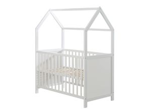 4005317325552 - Hausbett 60 x 120 cm FSC zertifiziert weiß 6-fach verstellbar als Baby- & Beistellbett geeignet