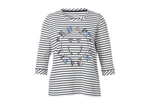 4052481530015 - Große Größen Gestreiftes Sweatshirt mit Metallic-Frontprint marine gestreift Gr52