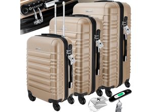 4260635557881 - KESSER® 3tlg Hartschalenkofferset Hartschalenkoffer Reisekoffer Set Reisekofferset Trolley Koffer Inkl Kofferwaage + Gepäckanhänger Rollkoffer Schloss 4 Rollen ABS-Hartschale Teleskopgriff M-L-XL