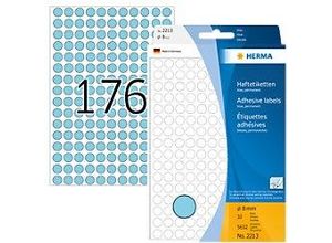 4008705022132 - HERMA Farbige Markierungspunkte 2213 Blau Rund Ø 8 mm 32 Blatt à 176 Etiketten