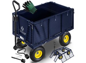 4255598305464 - KESSER® Bollerwagen 550kg belastbar Gartenwagen Transportwagen Gartenkarre herausnehmbare Plane Gerätewagen Handwagen vielseitig einsetzbar inkl Handschuhe