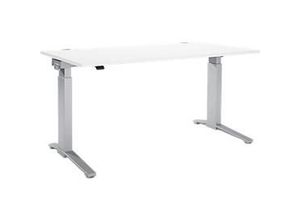 4250510856499 - Genius Schreibtisch PLANOVA ERGOSTYLE elektrisch höhenverstellbar Rechteck C-Fuß B 1600 x T 800 x H 715-1182 mm weiß weißaluminium