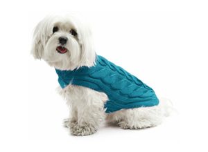 8056590877128 - Hunde-Strickpullover mit Zopfmuster - Petrol - 51 cm - Fashion Dog