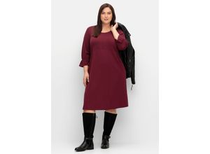 4063136888603 - Große Größen Shirtkleid mit gerafften 3 4-Ärmeln weinrot Gr52