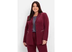 4063136880447 - Große Größen Blazer mit Reißverschluss-Taschen weinrot Gr44