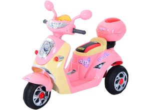 4250871239986 - Elektro Kindermotorrad Elektromotorrad Kinderelektroauto Kinderfahrzeug Dreirad 6V Metall+PP 108x51x75cm (Rosa+Gelb) - Kindermotorrad Rosa+Weiß