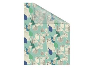 4251369829818 - Fensterfolie Fensterfolie selbstklebend Sichtschutz Sloths on turquoise - Grün ORIGINAL blickdicht glatt grün