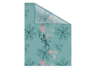 4251369829672 - Fensterfolie Fensterfolie selbstklebend Sichtschutz Aqua Floral - Blau ORIGINAL blickdicht glatt blau