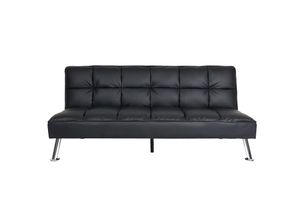 4057651795133 - Sofa MCW-K21 Klappsofa Couch Schlafsofa Nosagfederung Schlaffunktion Liegefläche 187x107cm ~ Kunstleder schwarz