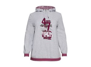 4063134954676 - Große Größen Sweatshirt mit Frontdruck und Kapuze grau meliert Gr52 54