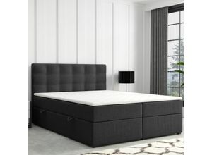 4262413690087 - Boxspringbett ROM mit Bettkasten 180 x 200 cm Webstoff Schwarz Bett Bettkasten