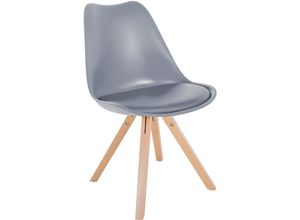 4251756485818 - Stuhl Sofia Kunststoff I Esszimmerstuhl Mit Kunstledersitz und Kunststoffschale I Kunststoffstuhl Mit 4-Fuß Holzgestell