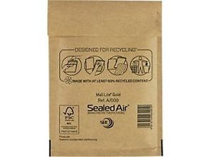 5051146000114 - Sealed Air Luftpolster-Luftpolster-Versandtaschen A 000 Gold Ohne Fenster 110 (B) x 160 (H) mm Abziehstreifen 100 Stück