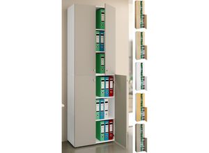 4051814427909 - Büroschrank mit 6 Fächern moderner Aktenschrank mit Drehtüren Maße ca H 220 x B 70 x T 40cm – Lona 6-Fach