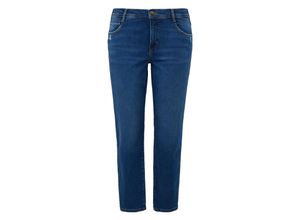 4099587086015 - Große Größen Schmale Jeans im Used- und Destroyed-Look blue Denim Gr44