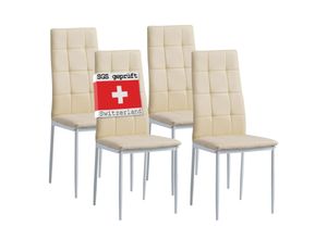 4250263736703 - Albatros Esszimmerstühle RIMINI 4er Set Beige - Edles Italienisches Design Polsterstuhl Kunstleder-Bezug Modern und Stilvoll am Esstisch - Küchenstuhl Stuhl Esszimmer hohe Belastbarkeit