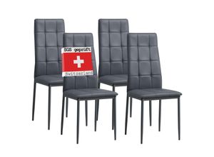 4250263736642 - Albatros Esszimmerstühle RIMINI 4er Set Grau - Edles Italienisches Design Polsterstuhl Kunstleder-Bezug Modern und Stilvoll am Esstisch - Küchenstuhl Stuhl Esszimmer hohe Belastbarkeit