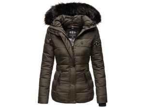 4059072447004 - NAVAHOO Damen Modische Winterjacke Steppjacke mit Kunstpelz Kapuze Zuckerbiene