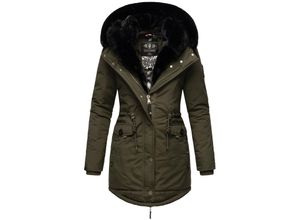 4059072754621 - NAVAHOO Damen Wintermantel Winterparka Gefüttert mit 2 Kunstpelz-Kapuzen Sweety Deluxe