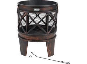 4011964011274 - tepro Garten Gracewood Stand Feuerstelle mit Funkenschutz Grill-Fläche (Durchmesser)=400 mm Schwarz Bronze