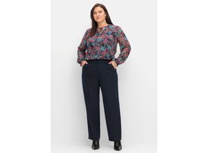 4063136898916 - Große Größen High-Waist-Hose mit Bügelfalten in Karottenform nachtblau Gr52