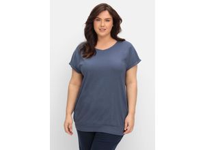 4063136887156 - Große Größen Oversized-Shirt mit elastischem Saumbund indigo Gr60 62