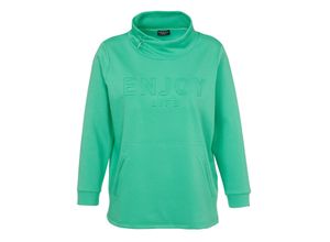 4052481539254 - Große Größen Sweatshirt aus Doubleface mit 3D-Wordingprint grün Gr44