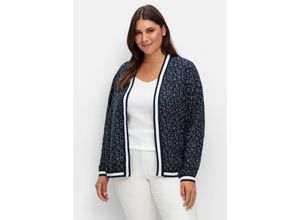 4063136910274 - Große Größen Verschlusslose Blousonjacke mit Minimalprint nachtblau gemustert Gr52