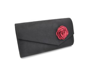 4006046370905 - Modeschmuck Abendtasche Satin-Optik schwarz mit roter Blüte