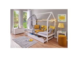 4010340402903 - Kinderbett Hausbett Sunroad 90x200 cm in Kiefer Massivholz - Weiss