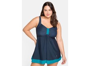 4063136083152 - Große Größen Tankini-Oberteil mit Kontrastdetails in Longform nachtblau Gr48C