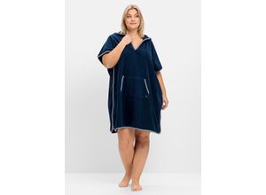 4063136771318 - Große Größen Bade-Poncho mit Kapuze aus Frottee marine Gr2