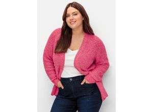 4063137001056 - Große Größen Strickjacke im Patentstrick offene Form pink Gr52 54