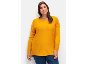 4063136959426 - Große Größen Pullover mit Rundhalsausschnitt und Ripp-Details curry Gr48