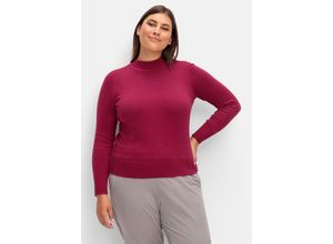 4063136955541 - Große Größen Pullover aus Feinstrick mit Stehkragen weinrot Gr46