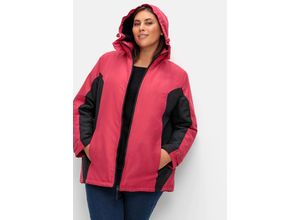 4063136956876 - Große Größen Funktions-Winterjacke mit Kontrastdetails rot-schwarz Gr44