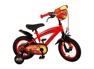 4067872154855 - TPFSports Disney Cars Kinderfahrrad - Jungen - 12 Zoll - Rücktritt + Handbremse - Rot