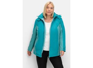 4063136956944 - Große Größen Funktions-Winterjacke mit Kontrastdetails türkis-blau Gr40