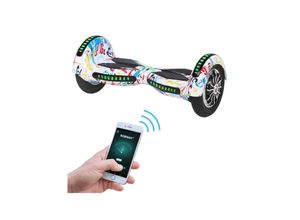 4056551034892 - W3 Hoverboard für Erwachsene und Kinder 10 Zoll Self-Balance-Scooter Bluetooth App 800 Watt (Weiß Bunt)