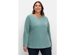 4063136965472 - Große Größen Fleeceshirt mit abgerundetem Saum jade Gr54